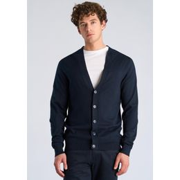 Strickjacke LINDBERGH "Cardigan Relaxed Fit", Herren, Gr. L, navy, Obermaterial: 80% Viskose, 20% Nylon, unifarben, Strickjacken Strickjacke