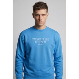 Sweatshirt Calvin Klein Jeans "1968 NYC GRAPHIC", Herren, Gr. L, french blau, Sweatware, Obermaterial: 100% Baumwolle, unifarben, l&auml;ssig geschnitten normal, Rundhals, eingesetzt Rippb&uuml;ndchen, Sweatshirts Sweatshirt, Regular fit mit Markenprint