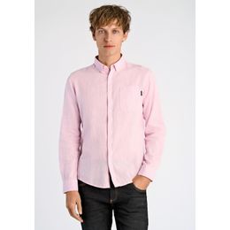 Leinenhemd LINDBERGH "Leinenhemd Relaxed Fit", Herren, Gr. L, Normalgr&ouml;&szlig;en, rose, Obermaterial: 55% Leinen, 45% Baumwolle, Hemden
