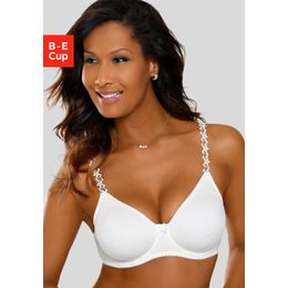T-Shirt-BH Nuance, Damen, Gr. 75, Cup D, beige (creme), Microtouch, Obermaterial: 70% Polyamid, 20% Elasthan, 10% Polyester, BHs BH B&uuml;gel-BH T-Shirt-BH, mit B&uuml;gel, ohne Schale mit transparenten Stickerei Tr&auml;gern, Dessous