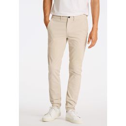 Chinos LINDBERGH "Chino Slim Fit", Herren, Gr. 33, L&auml;nge 32, beige (cream), Obermaterial: 57% Baumwolle, 39% Polyester, 4% Elasthan, slim fit, Hosen