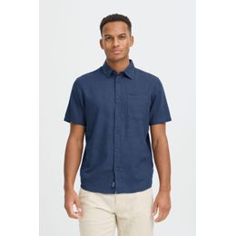 Leinenhemd Blend "BHLins", Herren, Gr. 3XL, US-Gr&ouml;&szlig;en, marineblaus, 55% Leinen, 45% Viskose, unifarben, Basic normal, hoch geschlossener Ausschnitt, normaler Saum, Hemden, Stilvolles Kurzarmhemd aus Leinenmix