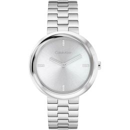 Calvin Klein Damen Quarzuhr &raquo;Twisted Bezel&laquo; Armbanduhr, Damenuhr, Edelstahlarmband, analog, Glassteine