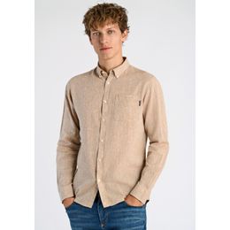 Leinenhemd LINDBERGH "Leinenhemd Relaxed Fit", Herren, Gr. XXL, Normalgr&ouml;&szlig;en, beige (mid sand), Obermaterial: 55% Leinen, 45% Baumwolle, Hemden