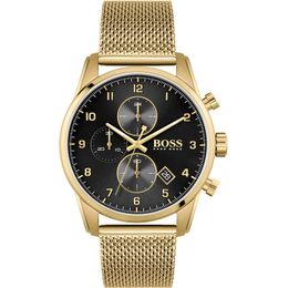 BOSS Herren BOSS Chronograph &raquo;SKYMASTER&laquo; Quarzuhr, Herrenuhr, Armbanduhr, Stoppfunktion, Edelstahlarmband gold
