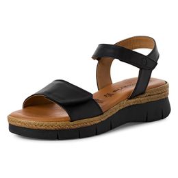 Tamaris Damen Keilsandalette , Riemchensandale, Sommerschuh mit verstellbaren Klettverschl&uuml;ssen schwarz 40
