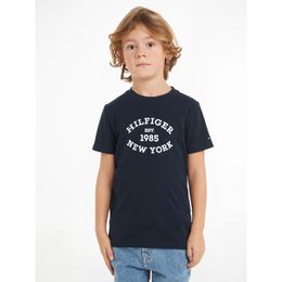 Tommy Hilfiger M&auml;dchen Rundhalsshirt &raquo;MONOTYPE FLOCK REGULAR TEE SS&laquo; mit Frontprint, Rundhlas, Kurzarm blau 80