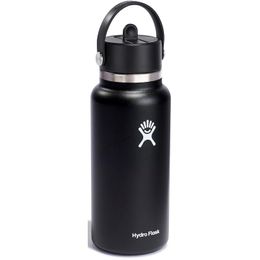 Hydro Flask Trinkflasche &raquo;32 OZ WIDE FLEX STRAW CAP&laquo; doppelte TempShield ️-Isolierung, 946 ml schwarz Edelstahl, Kunststoff