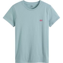 Levi's T-Shirt LEVI'S "TEE Minilogo", Damen, Gr. L (40), lead, Jersey, Obermaterial: 100% Baumwolle, figurbetont h&uuml;ftlang, Rundhals, gerader Abschluss, Shirts T-Shirt, mit kleiner Logostickerei
