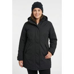 Wintermantel Maier Sports, Damen, Gr. 48, schwarz, Obermaterial: 100% Polyester. Futter: 100% Polyamid. Futter 2: 100% Polyester. Wattierung: 100% Polyester, hoch geschlossener Ausschnitt, Windstopperb&uuml;ndchen mit Druckkn&ouml;pfen, M&auml;ntel Wintermantel, Wasser- & winddicht & atmungsaktiv, gro&szlig;e Gr&ouml;&szlig;en