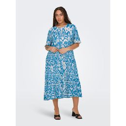 Only Carmakoma Damen Only CARMAKOMA Druckkleid &raquo;CARMARRAKESH LIFE SS MIDI DRESS AOP&laquo; Sommerkleid blau 48, N-Gr