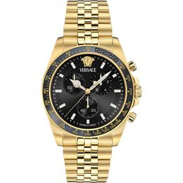 Versace Herren Chronograph &raquo;GRECA CHRONO WAVE&laquo; Quarzuhr, Armbanduhr, Herrenuhr, Swiss Made, Edelstahlarmband, analog gold