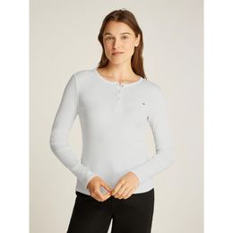 Tommy Jeans Curve Damen Langarmshirt &raquo;TJW SLIM BUTTON RIB&laquo; in Gro&szlig;en Gr&ouml;&szlig;en, Rippoptik, mit Loogstickerei beige XXXL(46)