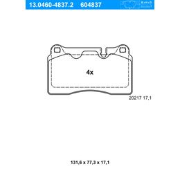 ATE Bremsbelagsatz, Scheibenbremse 13.0460-4837.2 vorne rechts links f&uuml;r LAND ROVER SFP500070