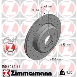 Zimmermann Bremsscheibe SPORT COAT Z 150.3484.52 hinten rechts links Gelocht 330mm f&uuml;r BMW (BRILLIANCE) 34216898733 34216793127 34216775287