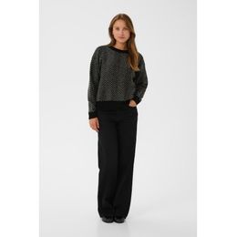 Kaffe Strickpullover KAbitzy Loose fit in Black/FeatherGrey Mel.zig zag | Gr.: XL