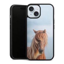 DeinDesign iPhone 15 Handy Gallery Case Handyh&uuml;lle 9H Geh&auml;rtetes Glas R&uuml;ckseite H&uuml;lle Animals Animal Look Horse Gallery Case
