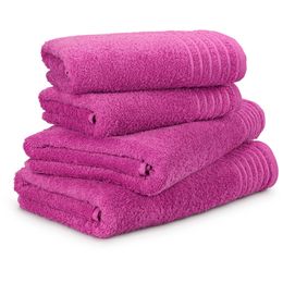 M&ouml;ve Handtuch Set M&Ouml;VE "New Classic", raspberry, 4, Walkfrottier, Walkfrottier, Obermaterial: 100% Baumwolle, Handtuch-Sets, 2x Hand- und 2x Duscht&uuml;cher, 100% bester Baumwolle (480 g/m&sup2;)
