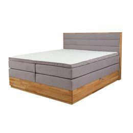 Boxspringbett Home Affaire "Evelina, Doppelbett, Polsterbett, Komfortbett, 160, 180 cm", ghost grau, Struktur, Liegefl&auml;che B/L: 160cm x 200cm Betth&ouml;he: 67cm, H3, 5-Zonen-Taschen-Federkernmatratze, Komplettbetten, Boxspringbett, inkl. Topper, zwei Bettk&auml;sten, Taschen-Federkernmatratze, H&auml;rtegrad 3