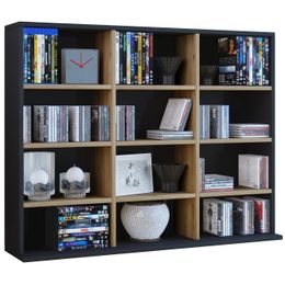 Standregal Vcm "Holz CD DVD Standregal B&uuml;cherregal Regal Megosa L", anthrazit, honig, eiche, B:102cm T:23cm, Regale, Standregal