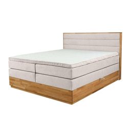 Boxspringbett Home Affaire "Evelina, Doppelbett, Polsterbett, Komfortbett, 160, 180 cm", irish cream, Struktur, Liegefl&auml;che B/L: 160cm x 200cm Betth&ouml;he: 67cm, H3, 5-Zonen-Taschen-Federkernmatratze, Komplettbetten, Boxspringbett, inkl. Topper, zwei Bettk&auml;sten, Taschen-Federkernmatratze, H&auml;rtegrad 3