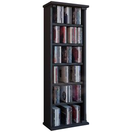 Media-Regal Vcm "Holz CD DVD Stand Regal Schrank Vetro Glast&uuml;r", schwarz, B:31cm T:18cm, Regale