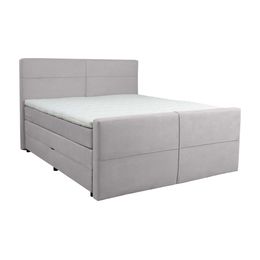 Boxspringbett Home Affaire "Lucas, Doppelbett, Polsterbett, Federkernbett, Komforbett, 160,180 cm", natural grau, B:166cm L:226cm, 100% PES, Komplettbetten, Boxspringbett, inkl. Topper, zwei Bettk&auml;sten, Taschen-Federkernmatratze, H&auml;rtegrad 3
