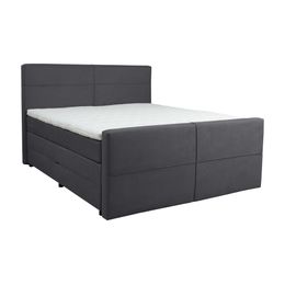 Boxspringbett Home Affaire "Lucas, Doppelbett, Polsterbett, Federkernbett, Komforbett, 160,180 cm", jet schwarz, B:166cm L:226cm, 100% PES, Komplettbetten, Boxspringbett, inkl. Topper, zwei Bettk&auml;sten, Taschen-Federkernmatratze, H&auml;rtegrad 3