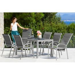 Garten-Essgruppe Merxx "Amalfi Deluxe", grau (grau,), Obermaterial: 100% Polyester, Sitzm&ouml;bel-Sets, pulverbeschichtetes Aluminium, aus 100% Polyester, f&uuml;r 6 Personen