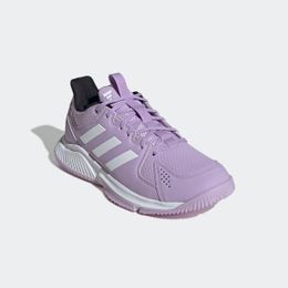 Indoorschuh adidas Performance "COURT FLIGHT", Damen, Gr. 41, wei&szlig; (powder plum, cloud wei&szlig;, core schwarz), Synthetik, Textil, Schuhe, Volleyballschuh