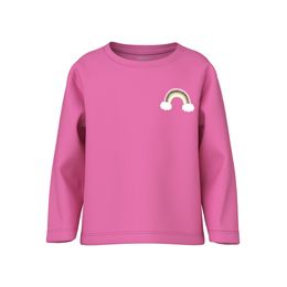 T-Shirt name it "NMFVEEN LS NREG TOP", M&auml;dchen, Gr. 104, strawberry moon print:small rainbow, Jersey, Obermaterial: 100% Baumwolle, bedruckt, unifarben, normal normal, Rundhals, Shirts T-Shirt