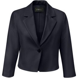 Kurzblazer s.Oliver BLACK LABEL, Damen, Gr. 44, navy, Web, Obermaterial: 93% Polyester, 7% Elasthan, unifarben, normal taillenlang, tiefer V-Ausschnitt, Blazer Kurzblazer, 3/4-Arm mit Stretch