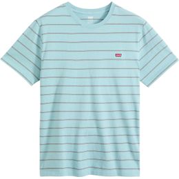Levi's T-Shirt LEVI'S, Herren, Gr. L, taper stripe forget me not, wei&szlig; stripes, Jersey, Obermaterial: 100% Baumwolle, gestreift, regular fit taillenbedeckt, Rundhals, gerader Abschluss, Shirts T-Shirt, mit Streifenmuster