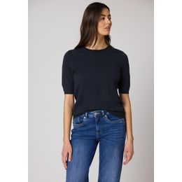 3/4 Arm-Pullover Street One, Damen, Gr. 34, shadowed navy, Stoff, 30% Polyester, 27% Polyacryl, 23% Polyamid, 20% Viskose, unifarben, comfort fit normal, Rundhals, B&uuml;ndchen, Pullover, in Unifarbe