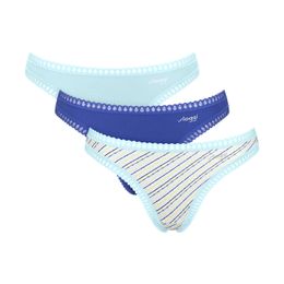 String Sloggi "GO Crush String C3P", Damen, Gr. L, blau, light combination, Single Jersey, Obermaterial: 95% Baumwolle, 5% Elasthan, Unterhosen String, mit Spitzendetails