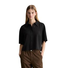 Marc O'Polo Damen Kurzarmbluse "aus TENCEL Lyocell"schwarz, Gr. XL, MARC O'POLO DENIM, unifarben, Obermaterial: 100% Lyocell, Blusen