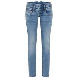 Slim-fit-Jeans Herrlicher "Pitch Slim Denim", Damen, Gr. 33, L&auml;nge 30, after rain, Denim/Jeans, Obermaterial: 78% Baumwolle, 19% Polyester, 3% Elasthan, slim fit lang, Jeans Slim-fit-Jeans, aus Stretch-Denim