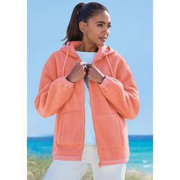 Fleecejacke ELBSAND, Damen, Gr. 42, peach, Jacken Fleecejacke, mit Kapuze