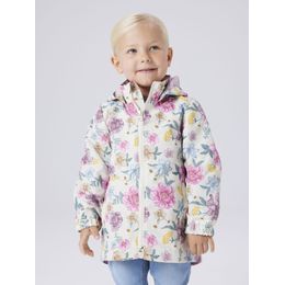 Outdoorjacke name it "NMFMAXI JACKET LI AOP NOOS", M&auml;dchen, Gr. 98, birch, Web, Obermaterial: 100% Polyester, bedruckt, Po-bedeckend, elastischer Bund, Jacken Outdoorjacke