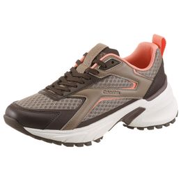 Plateausneaker Calvin Klein "HIKE RUN CKSTRIPE MESH", Damen, Gr. 38, braun, taupe, rose, Lederimitat, Textil, kontrastfarbene Details, Schuhe Plateausneaker, Schn&uuml;rschuh, Halbschuh, Freizeitsneaker mit Logo-Schriftzug