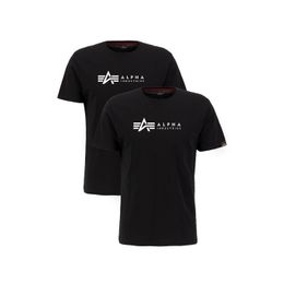 T-Shirt Alpha Industries "Alpha Label T-Shirt 2 Pack", Damen, Gr. 5XL, schwarz, Shell: 100% Cotton, Shirts T-Shirt