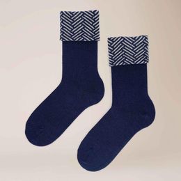 Socken Kunert "Socke Fold Up", Damen, Gr. 35-38, grau (gentian blau 1650), Obermaterial: 45% Baumwolle CO. 44% Polyamid PA. 9% Alpaka WP. 2% Elasthan EL., Socken Socken