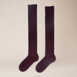 Overknees Kunert "Overknee Ajour Stripe", Damen, Gr. 35-38, lila (schwarz raisin 1640), Obermaterial: 88% Baumwolle CO. 10% Polyamid PA. 2% Elasthan EL., Socken Overknees