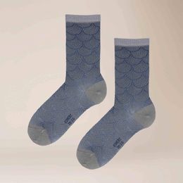Socken Kunert "Socke Fancy Shell", Damen, Gr. 39-42, blau (dove, blau 1517), Obermaterial: 77% Viskose CV. 10% Polyamid PA. 10% Polyester PES. 3% Elasthan EL., Socken Socken