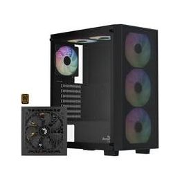 Aerocool B509A Flow-G-BK-v1, mit Netzteil Aero 650, Tower-Geh&auml;use schwarz, Tempered Glass