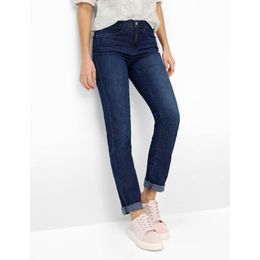 Brax Damen Five-Pocket-Hose Style CAROLA USED OCEAN BLUE, denim dunkelblau, Gr. 38L