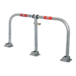 Schake Parkplatzsperrb&uuml;gel 472V, umklappbar, H&ouml;he ca. 450 mm, Breite ca. 850mm + Messingschlo&szlig;, verz. + roten Reflexstreifen incl. Befestigungsmateria)