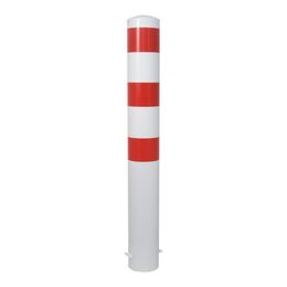 Schake Absperrpfosten Typ 40150B, ortsfest, zum Einbetonieren, &Oslash; 152mm, Gesamtl&auml;nge:1200mm, wei&szlig; / rot)