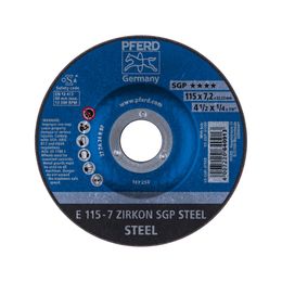 Pferd TOOLS Schruppscheibe E 115x7,2x22,23 mm ZIRKON Speziallinie SGP STEEL f&uuml;r Stahl (62211737)