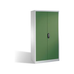 C+P Magazinschrank mit 4 B&ouml;den zur Aufnahme von Sichtlagerk&auml;sten, H1980xB1000xT420mm Front Resedagr&uuml;n Korpus Lichtgrau ; C + P M&ouml;belsysteme (133144-20|S10125)